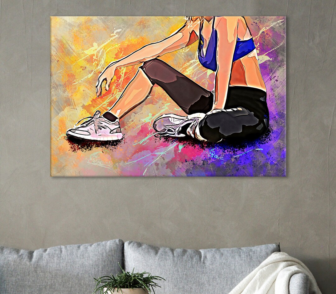 Female Runner Canvas, Running Motivation Print, Running Wall Art, Gym ...