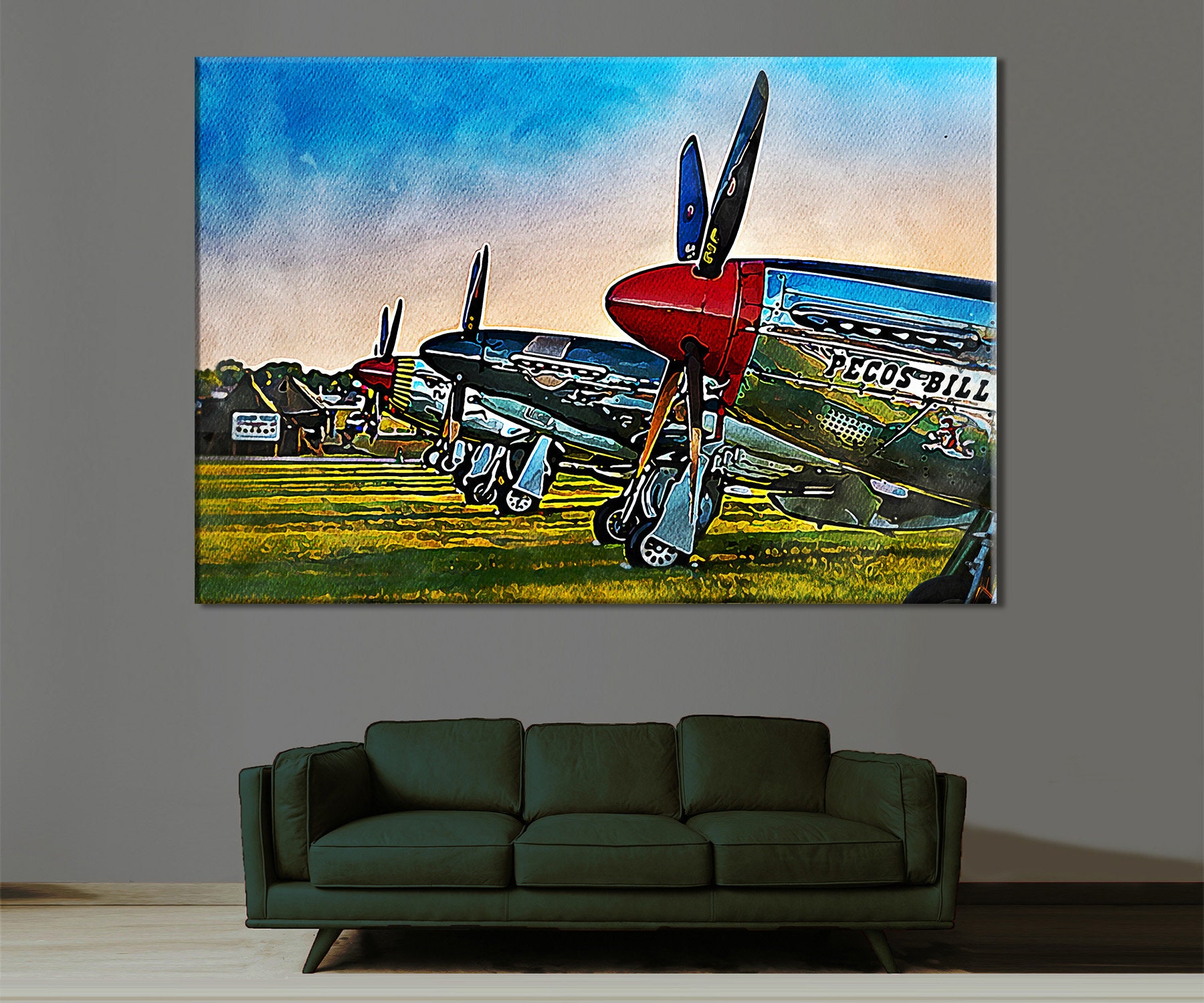 Airplane Canvas Aviation print Fighter Wall Decor Vintage | Etsy