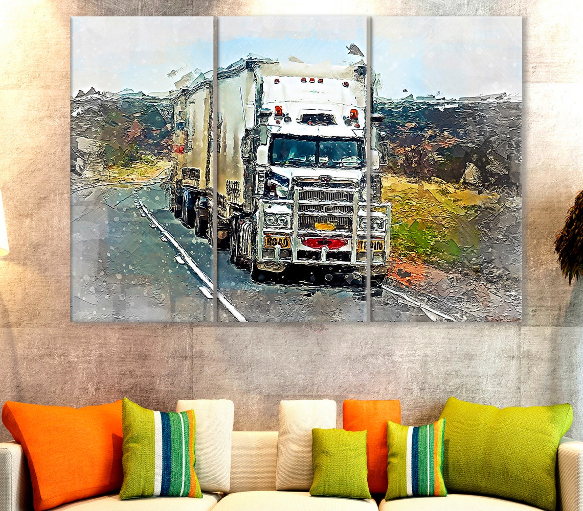 Truck Canvas Trucking Wall Art Truck Driver Gift Semi - Etsy