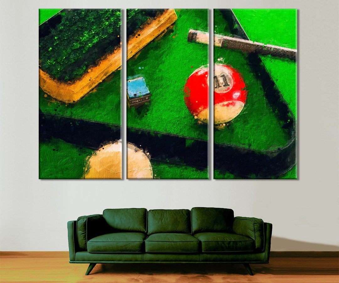 Billiards Pool Canvas, Pool Table Wall Art, Billiards Print, Pool Hall ...