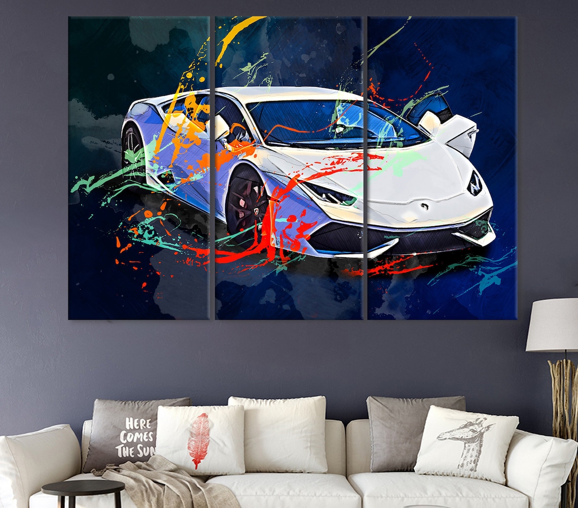 White Lamborghini Canvas Print: Supercar Wall Art on Wood Frame - Etsy