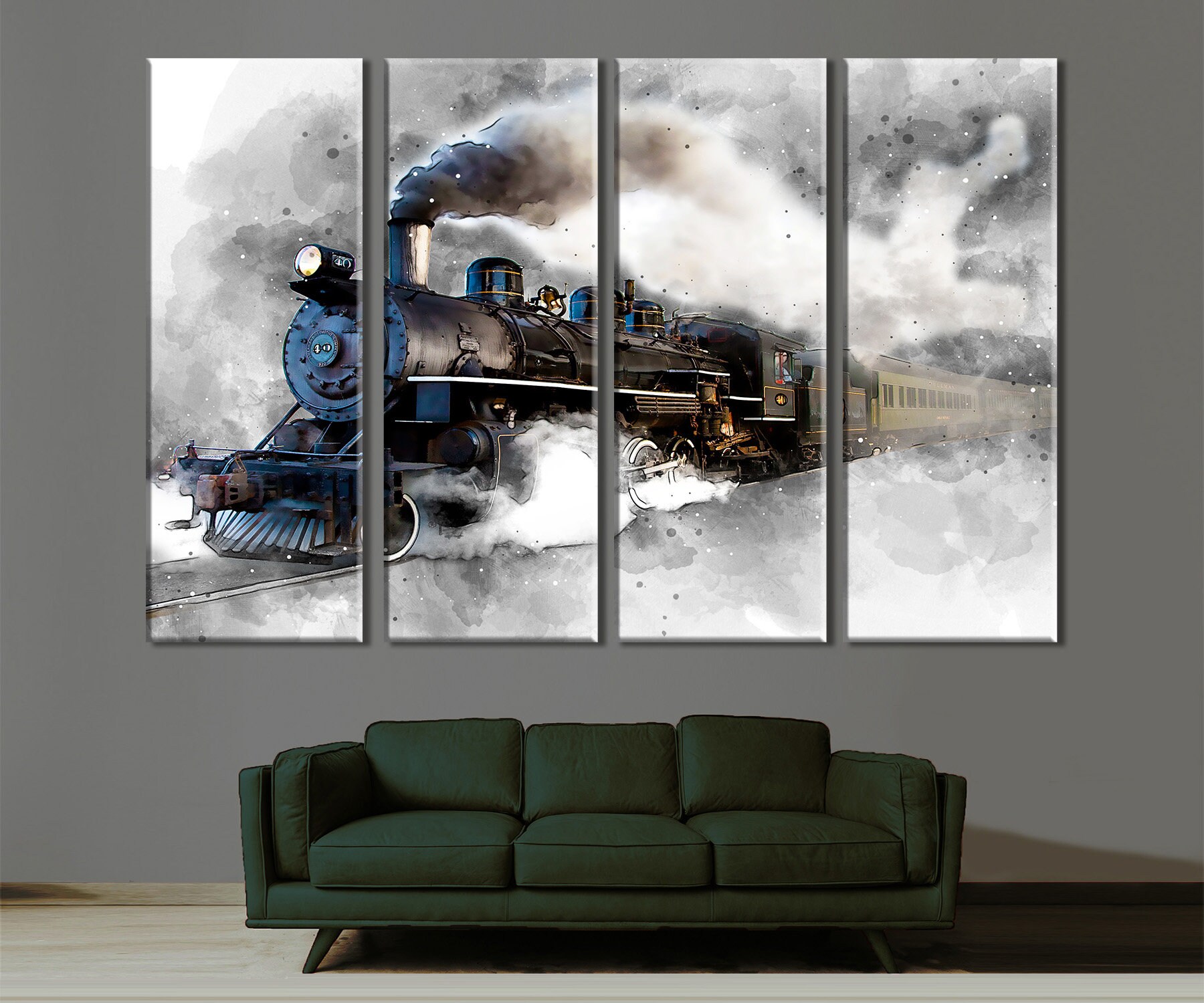 Train Wall Art Steam Locomotiv Canvas Vintage Steam Train | Etsy