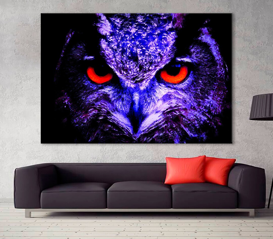 Owl Canvas, Owl Wall Art, Wildlife Art Print, Owl Digital Painting ...
