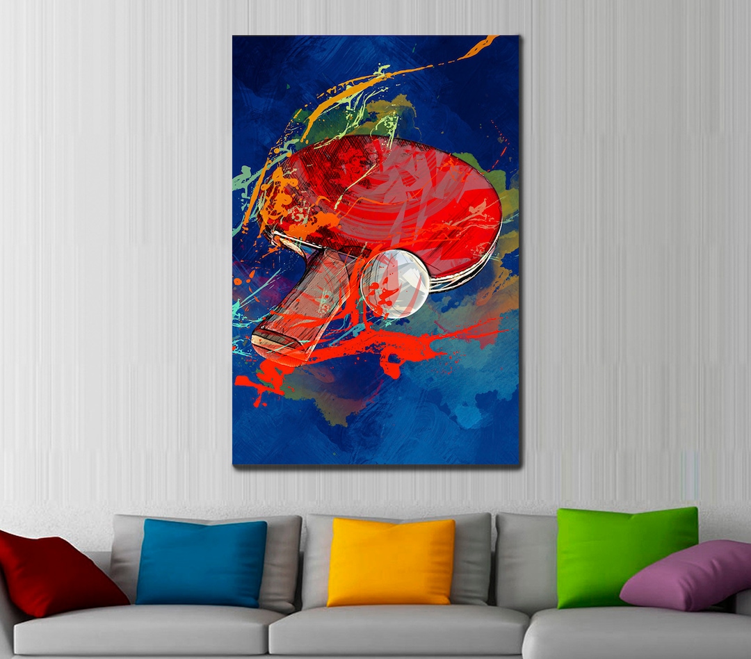 Table Tennis Canvas, Table Tennis Racquet Wall Decor, Ping Pong Print ...