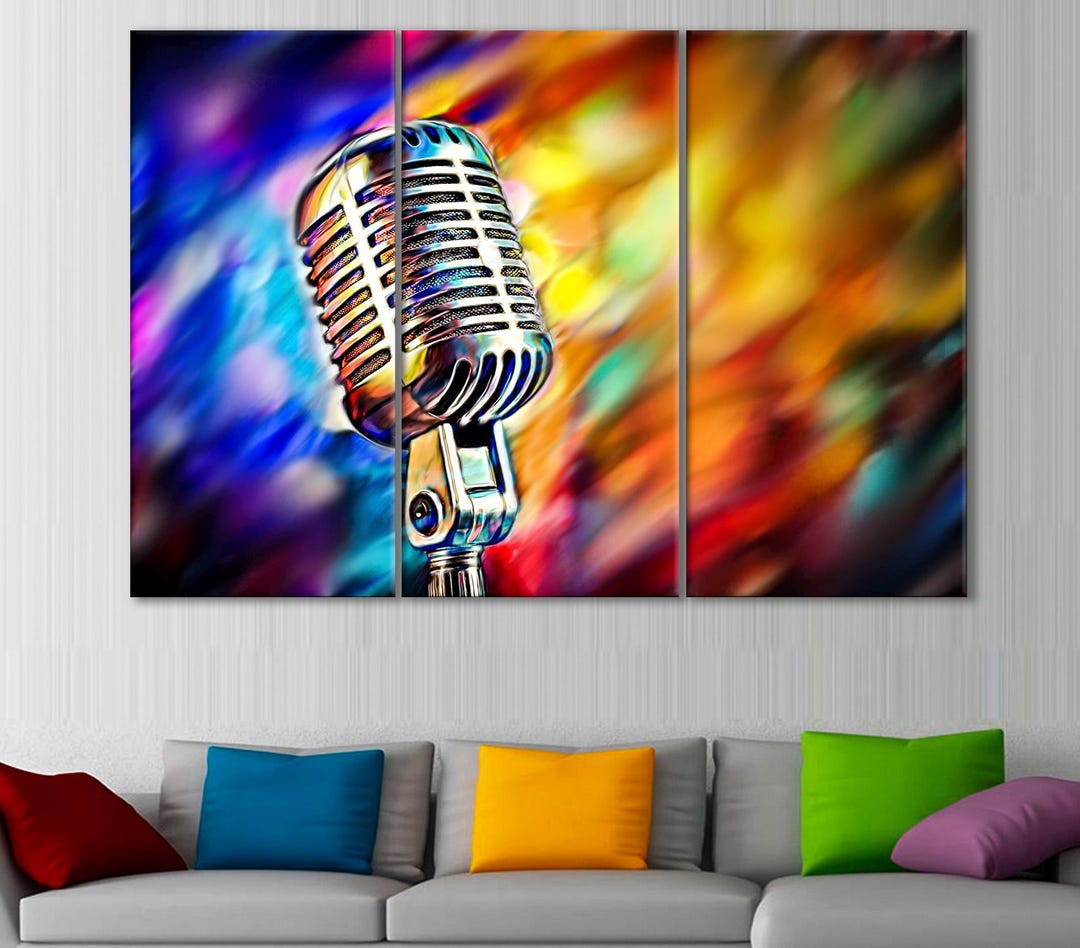 Microphone Canvas Art: Modern Music Studio Decor - Etsy
