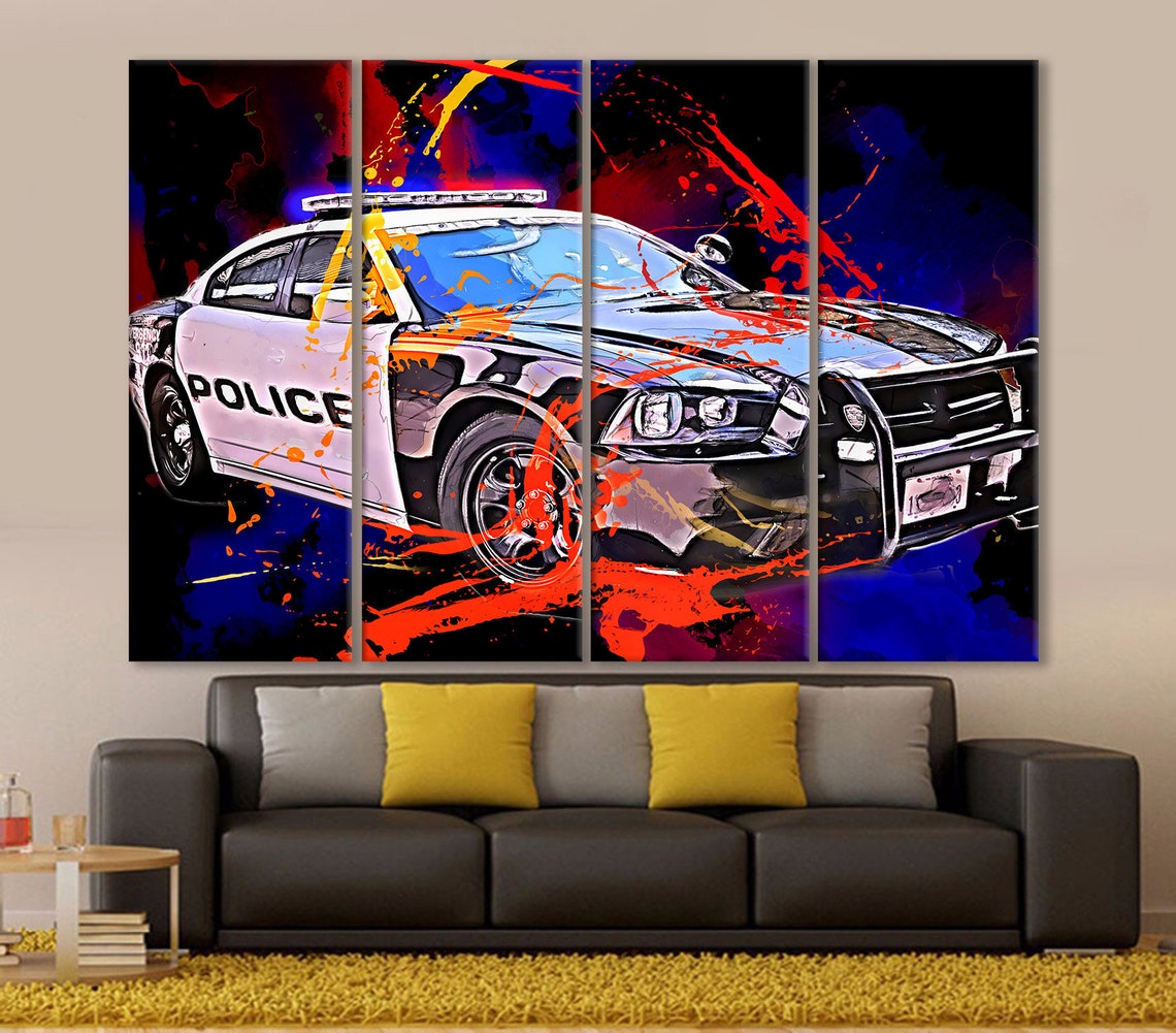 Police Car Canvas Patrol Car Wall Art Police Wall Decor | Etsy