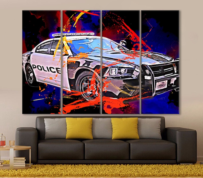 Police Car Canvas Patrol Car Wall Art Police Wall Decor | Etsy