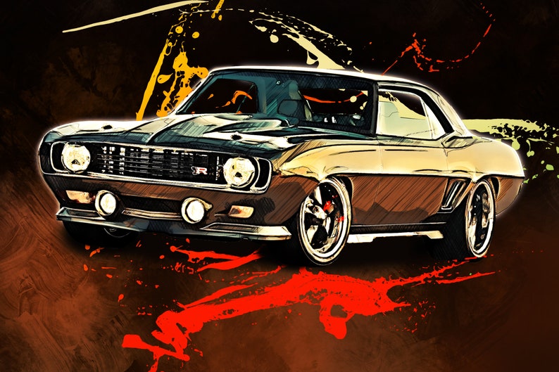Chevrolet Camaro Print Muscle Car Canvas Camaro Poster | Etsy