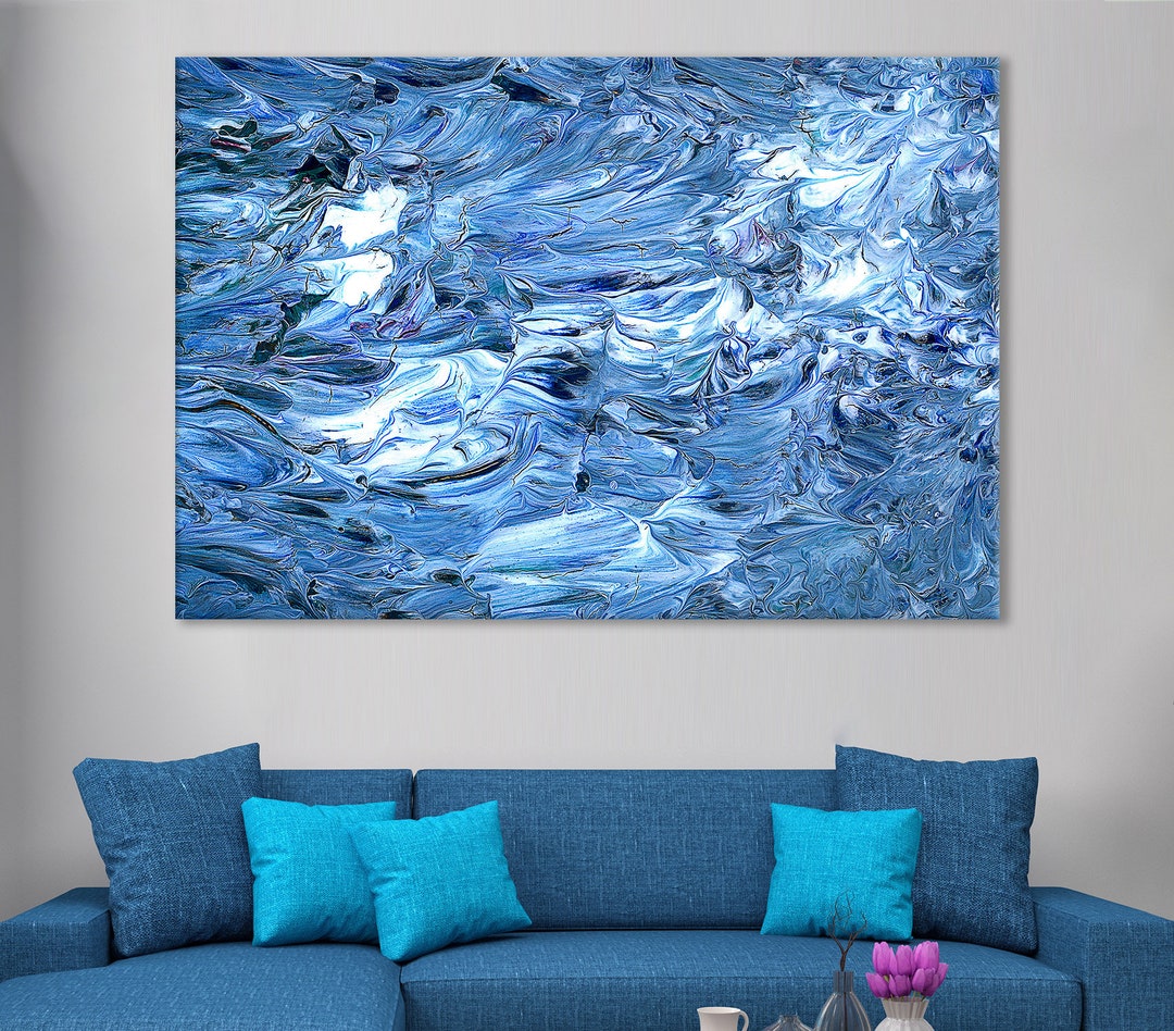 Blue Abstract Canvas Print, Abstract Contemporary Art, Abstract Wall ...