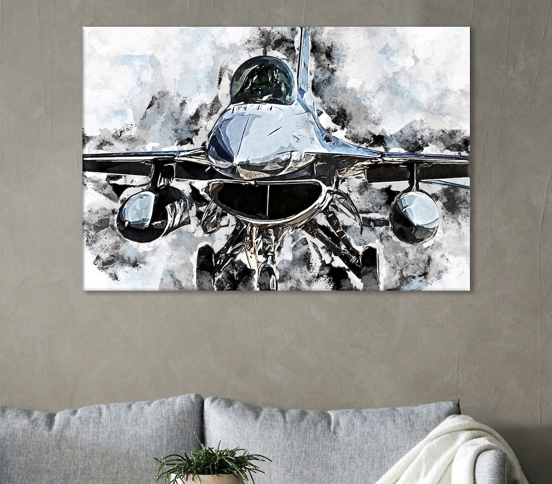 F-16 Fighter Jet Canvas, F-16 Wall Decor, F-16 Poster, Pilot Gift, F-16 ...