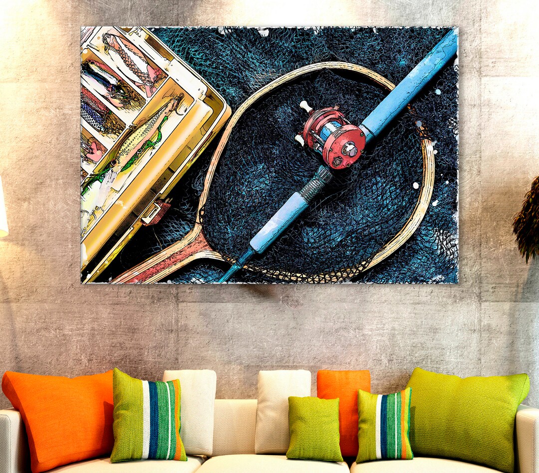 Fishing Rod Digital Print, Fishing Artwork, Fisherman Gift, Fishing Rod ...