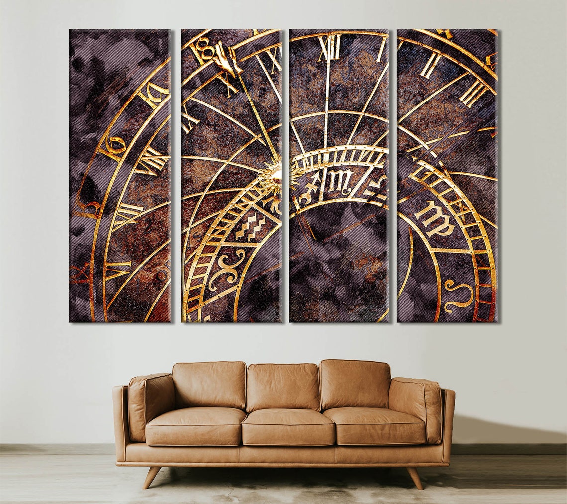 Clock Canvas Gears Print Abstract Wall Art Clock Face | Etsy