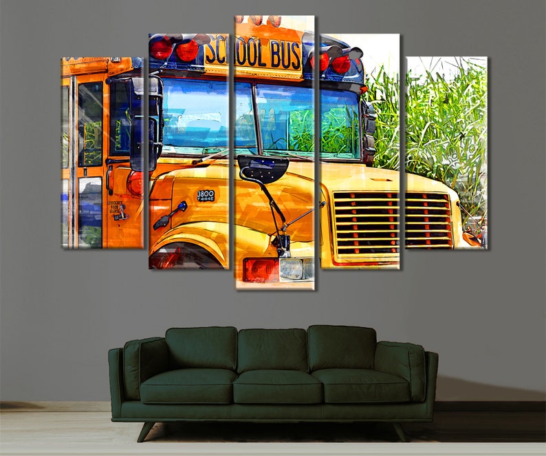 School Bus Canvas Print Bus Wall Art Yellow Bus Poster Room | Etsy