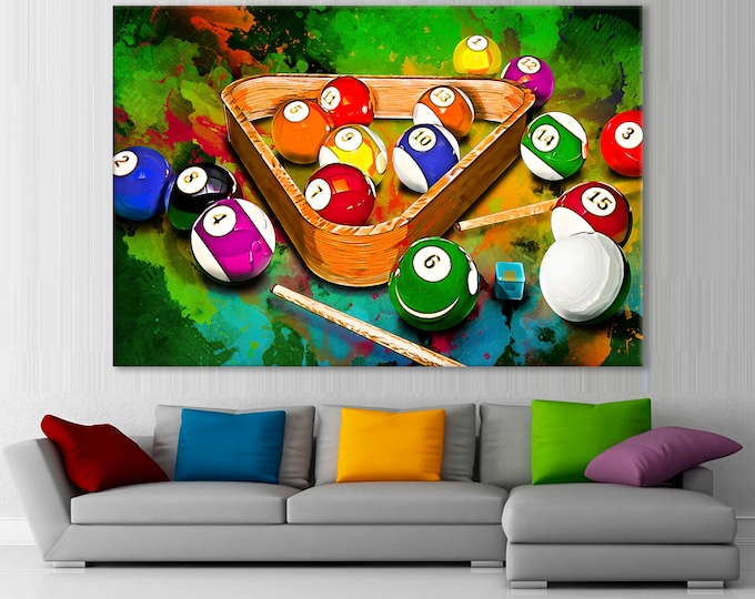 Pool Table Poster Billiards Vintage Game Wall Art Home Decor Art Print ...