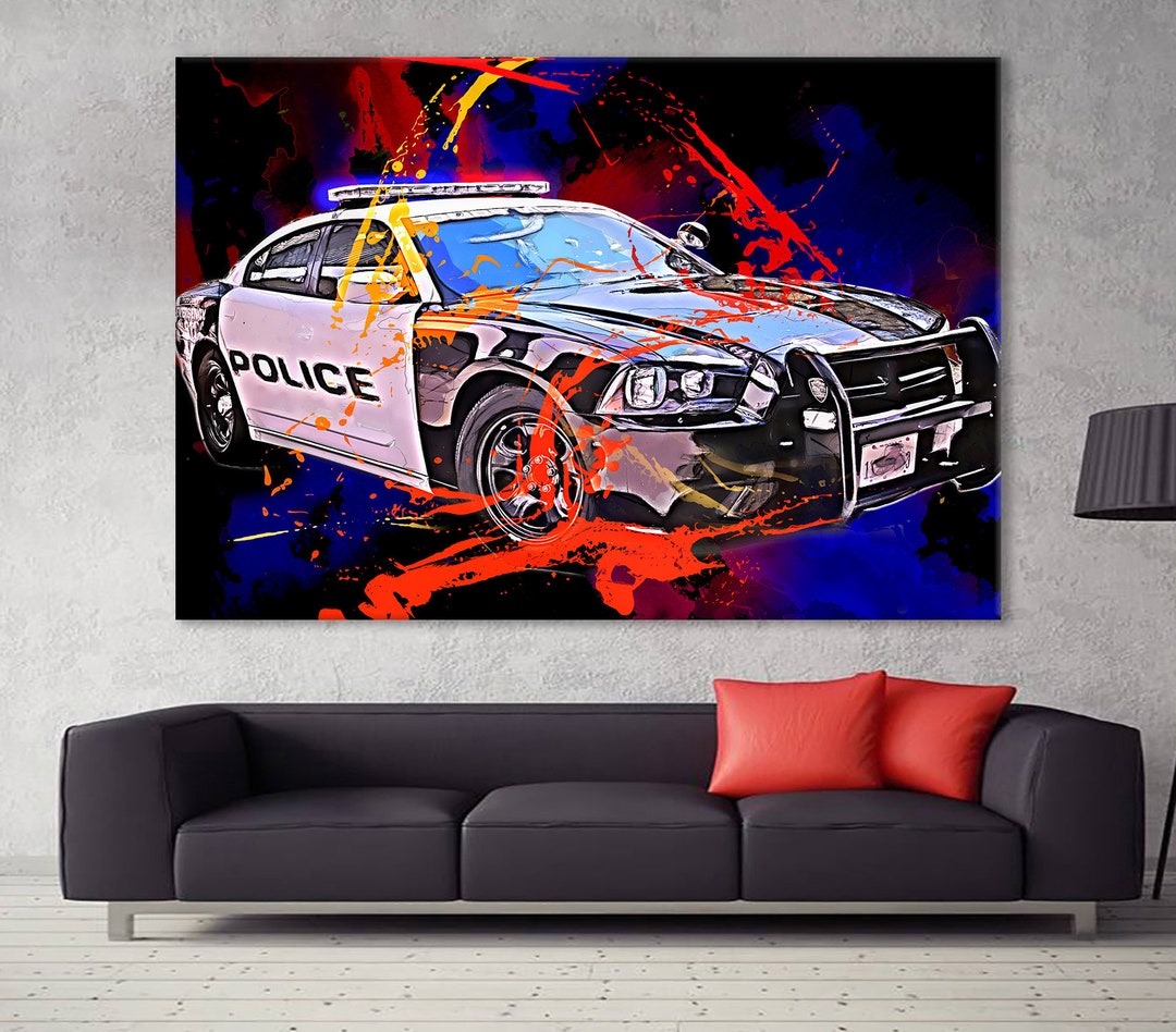 Police Car Canvas, Patrol Car Wall Art, Police Wall Decor, Policeman ...