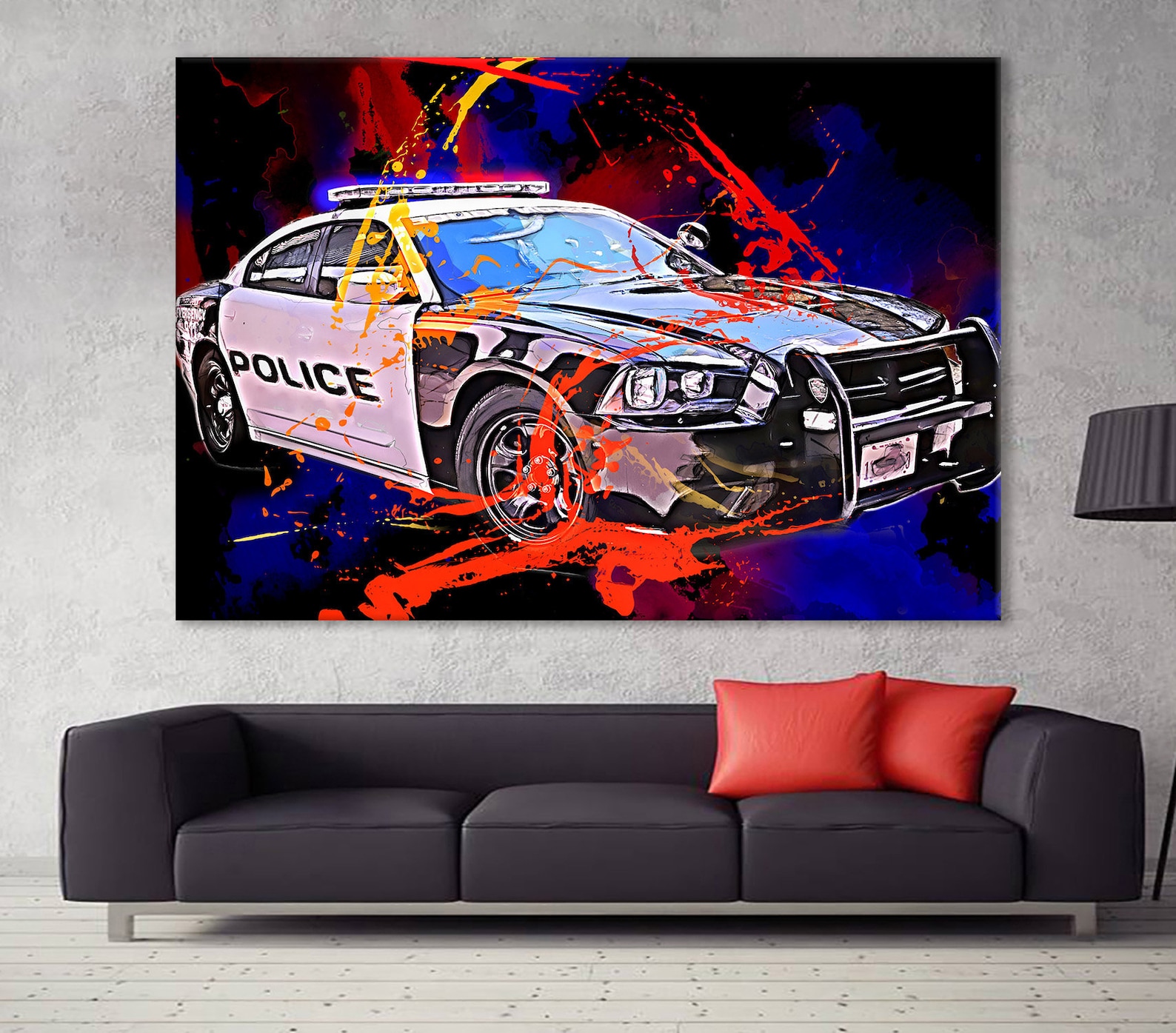 Police Car Canvas Patrol Car Wall Art Police Wall Decor - Etsy