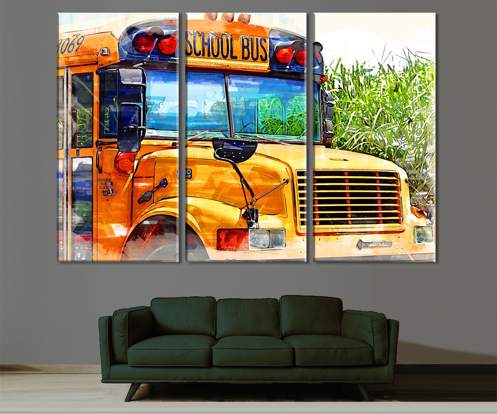 School Bus Canvas Print Bus Wall Art Yellow Bus Poster Room | Etsy