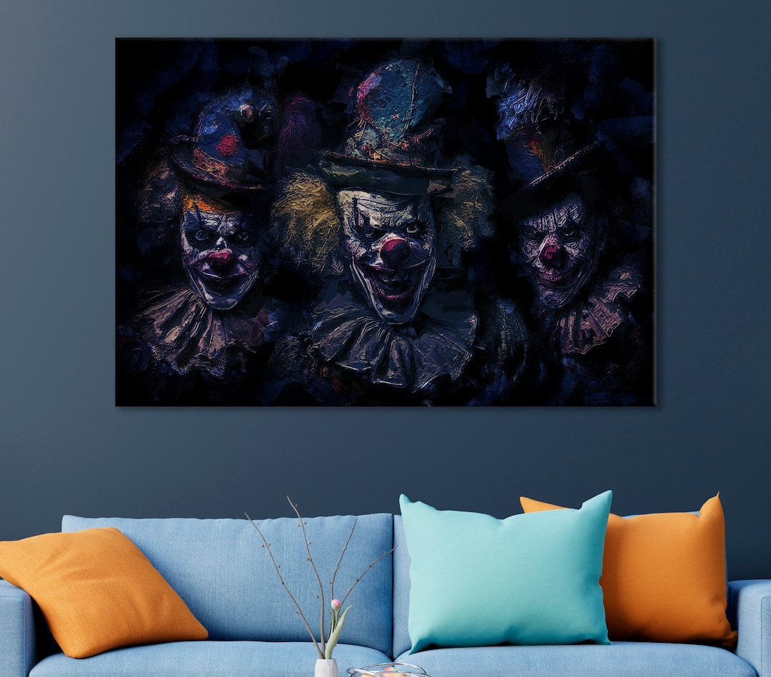 Scary Clowns Wall Decor, Creepy Clowns Artwork, Horror Clowns Room ...