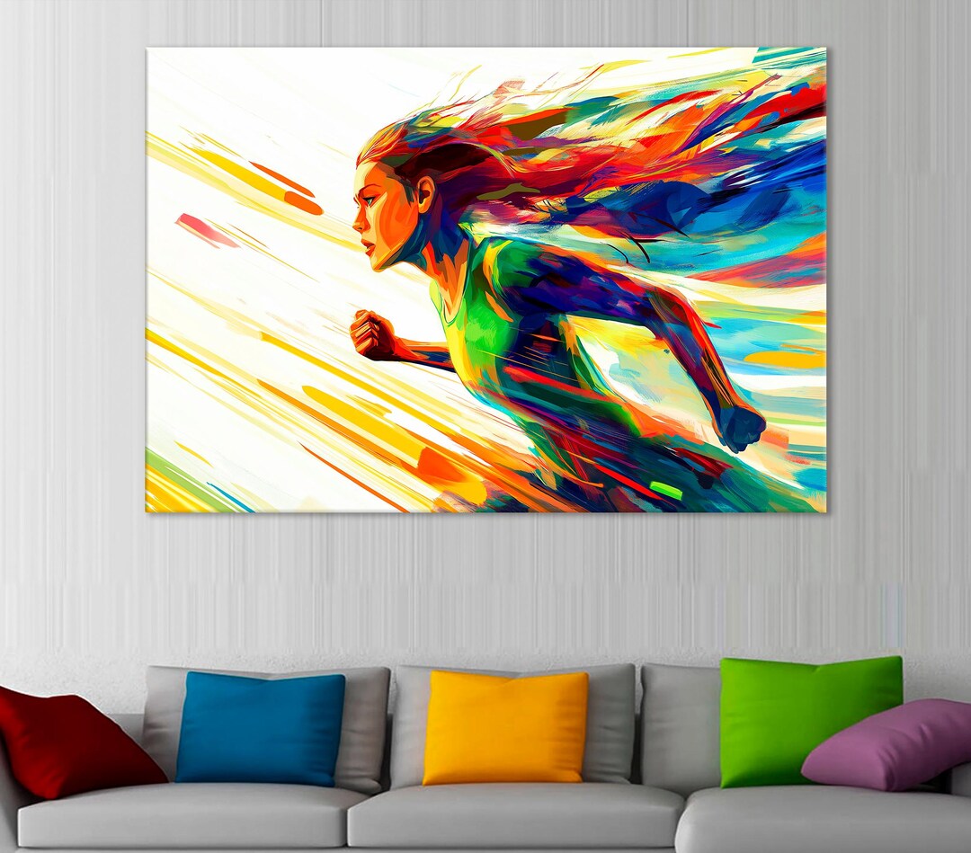 Female Runner Canvas, Running Motivation Print, Girl Gift, Fitness Wall ...