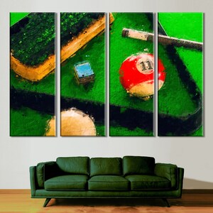 Billiards Pool Canvas, Pool Table Wall Art, Billiards Print, Pool Hall ...