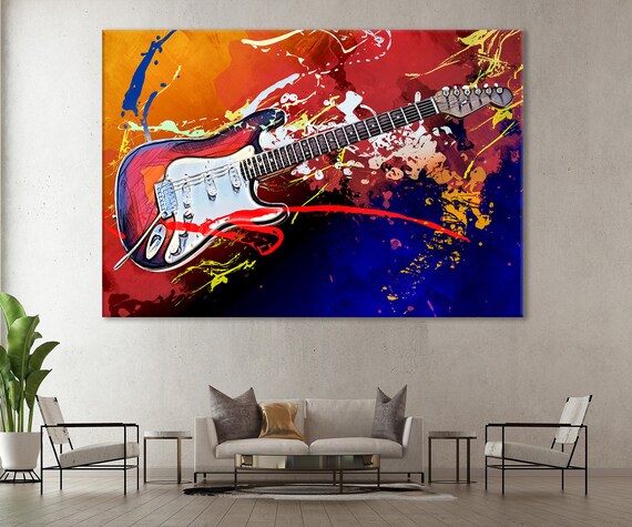 Guitar Wall Decor Electric Guitar Canvas Musical Instrument | Etsy