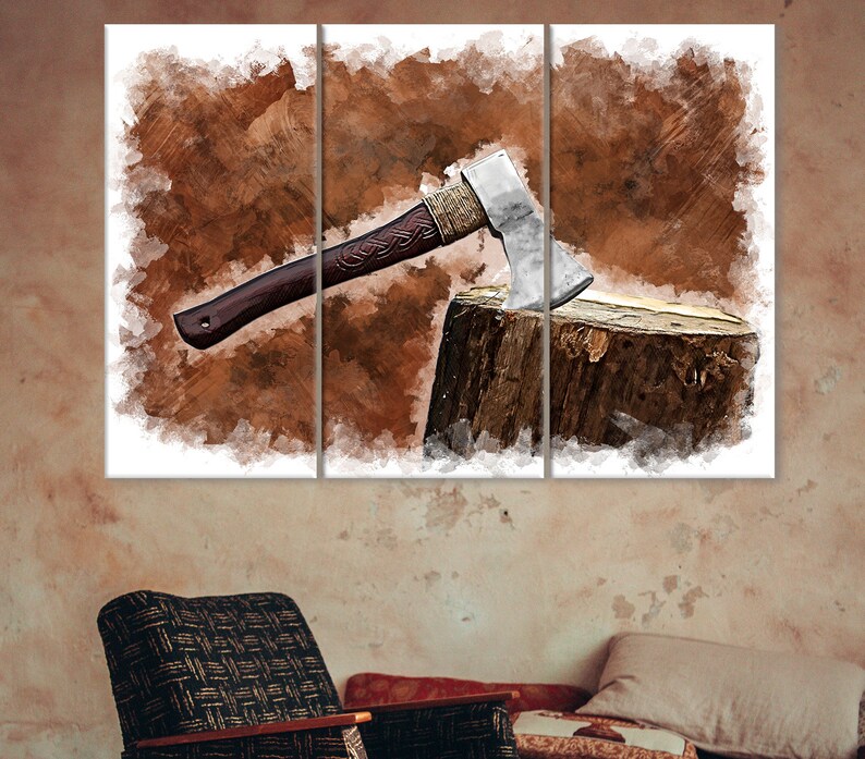 Axe Canvas Print Axe Wall Decor Woodcutter Room Decor Axe - Etsy