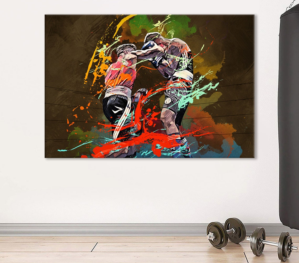 Boxing Canvas Boxing Print Motivation Wall Art Ring Room | Etsy