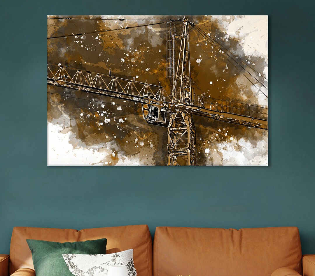 Tower Crane Artwork, Crane Wall Decor, Construction Crane Print ...