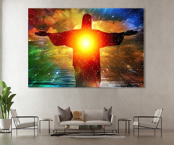 Jesus Abstract Art Christ the Redeemer Statue Canvas Jesus | Etsy
