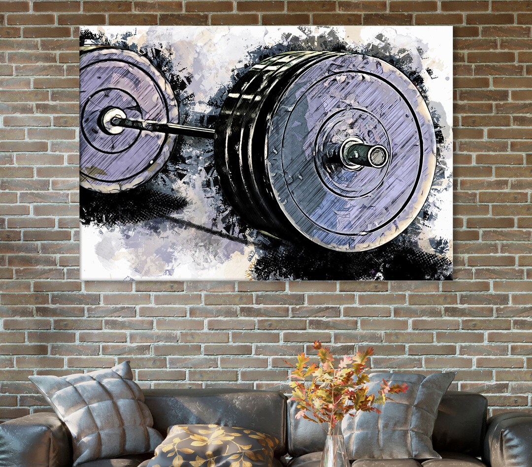 Barbell Wall Art, Powerlifting Artwork, Weightlifting Canvas, Gym Wall ...