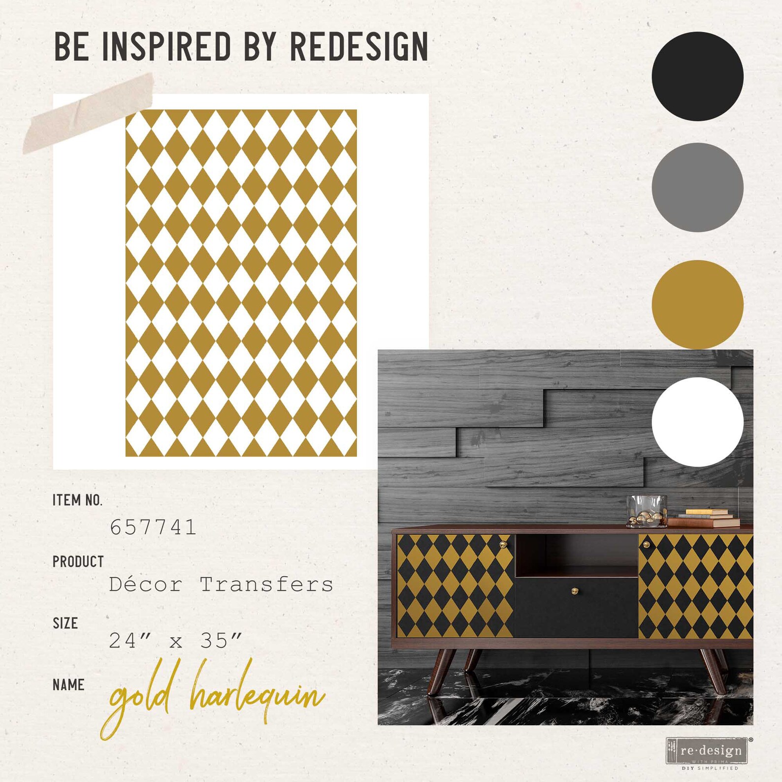 GOLD HARLEQUIN Redesign Décor Transfer | Etsy