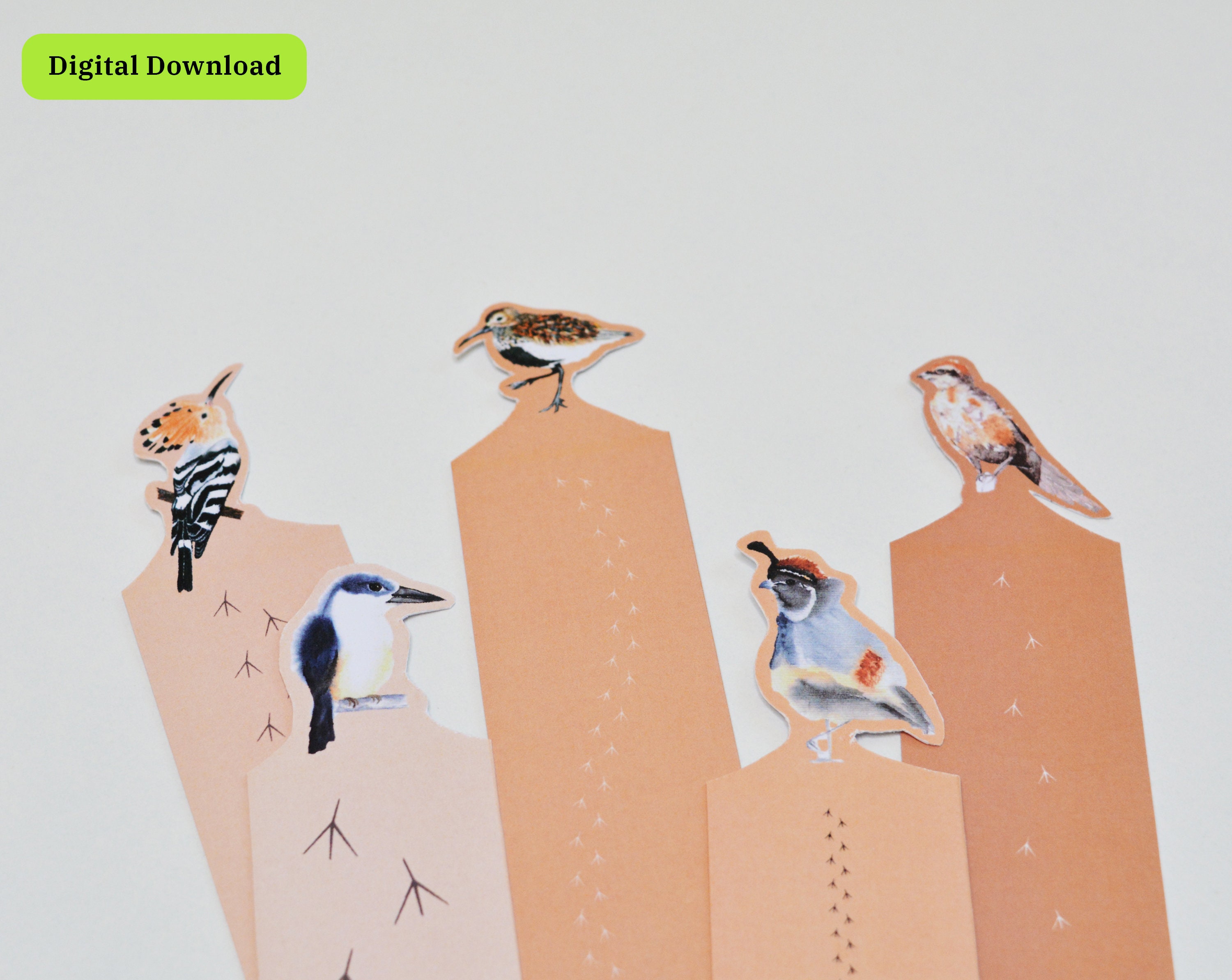 Set of bookmarks with watercolor birds Digital Download | Etsy