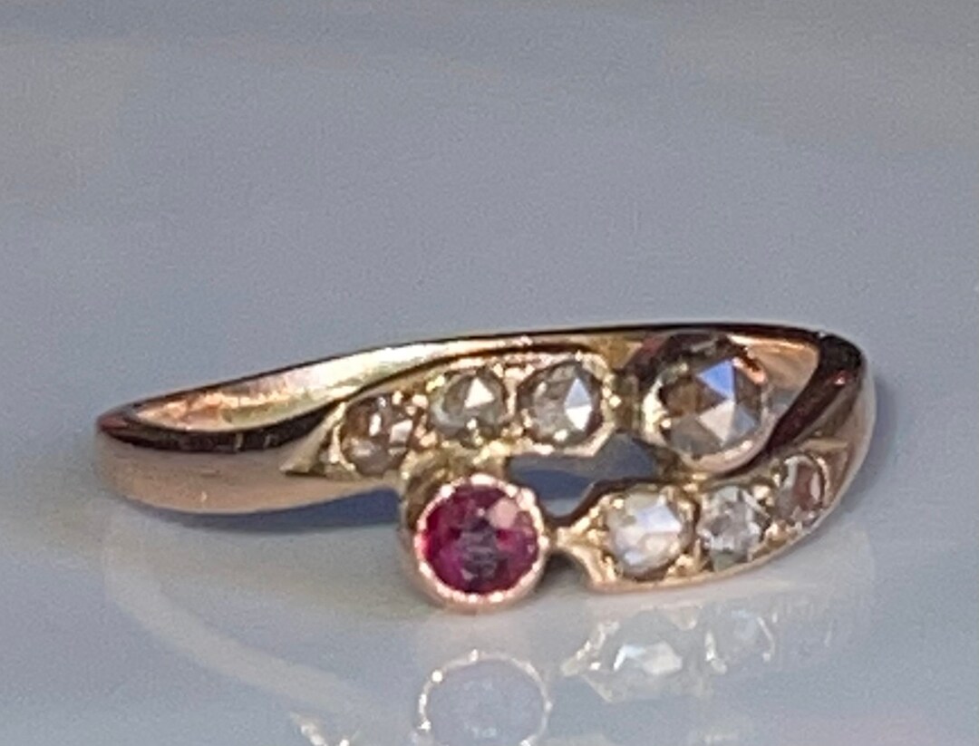 Ruby Ring 22K Victorian Rose Cut Diamond Natural Ruby Ring 22K Rose ...