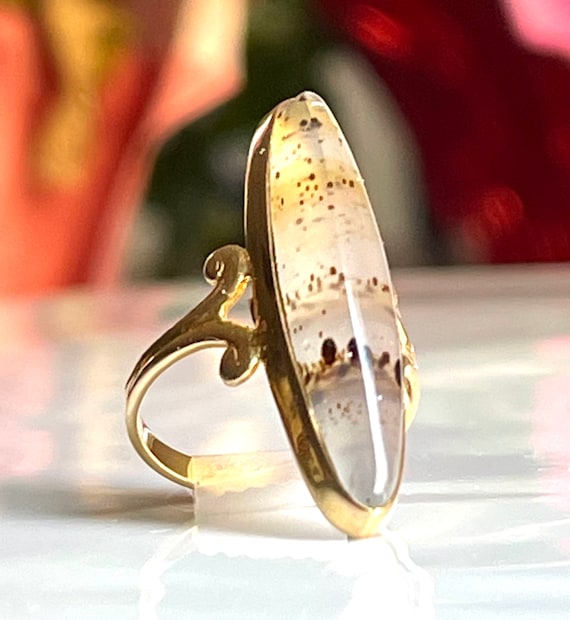 Agate Ring Art Deco Ring with Cabochon Cut Landscape … - Gem