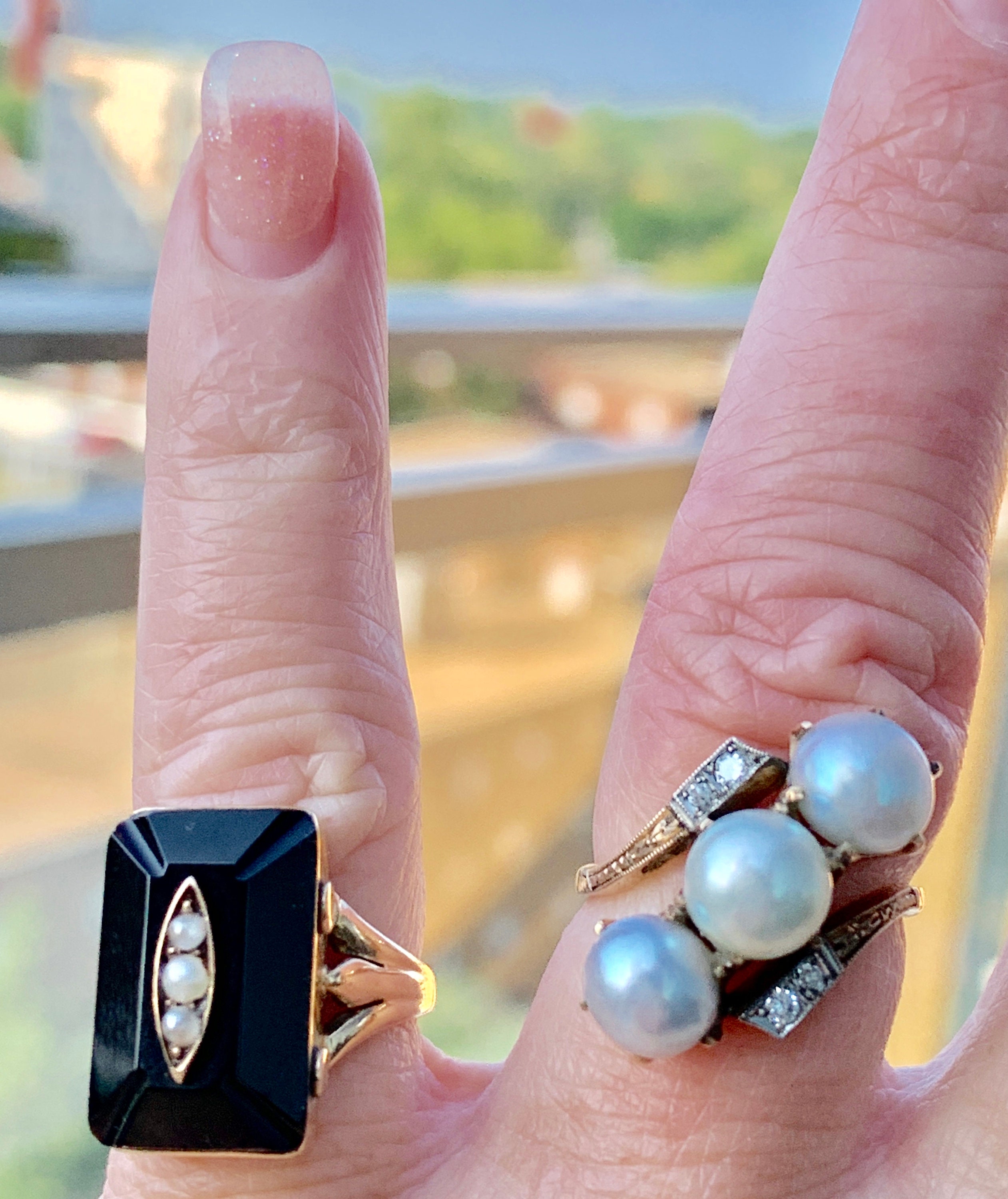 Art Deco Ring Onyx Ring 14K Carved Onyx Pearl Ring 1920s Deco | Etsy