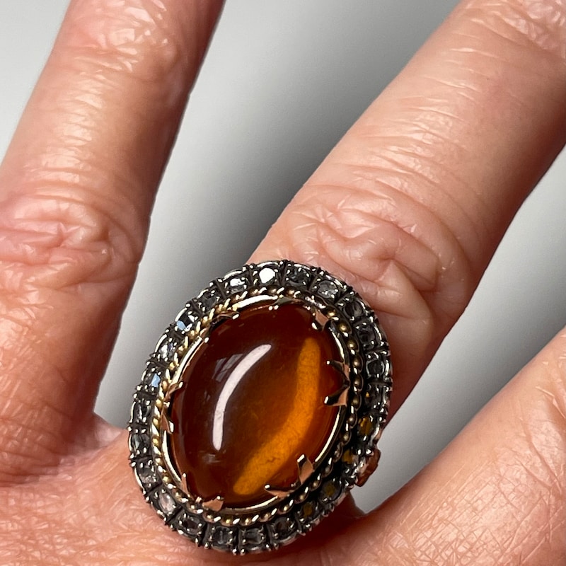 Amber Engagement Ring - Etsy