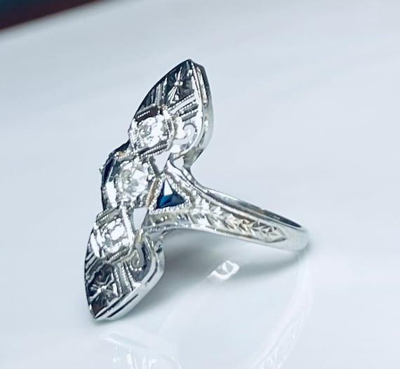 20K Mine Cut Diamond Engagement Ring Art Deco Diamond… - Gem