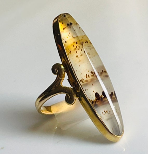 Agate Ring Art Deco Ring with Cabochon Cut Landscape … - Gem