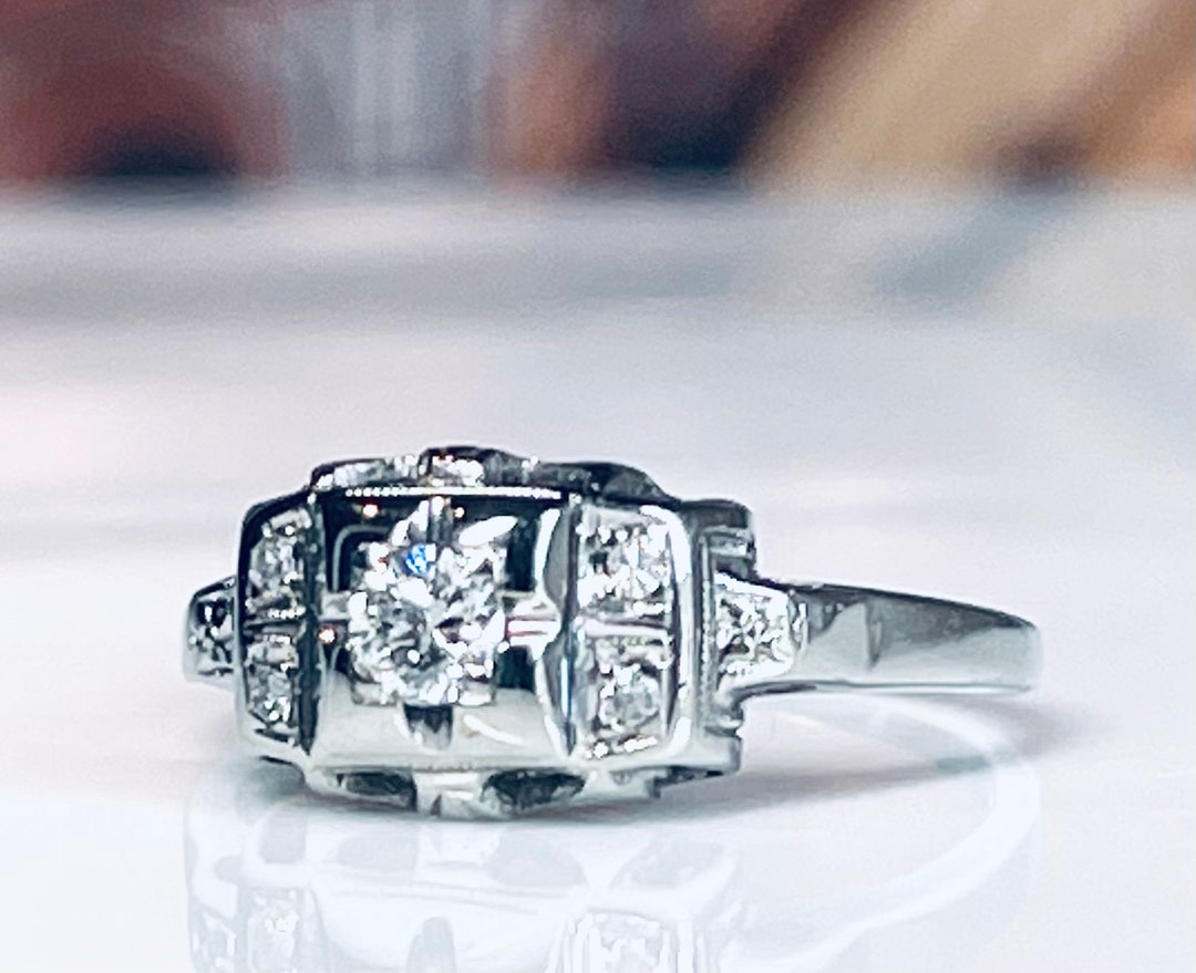 Art Deco Diamond Engagement Ring JABEL 18k Diamond Orange Blossom White ...