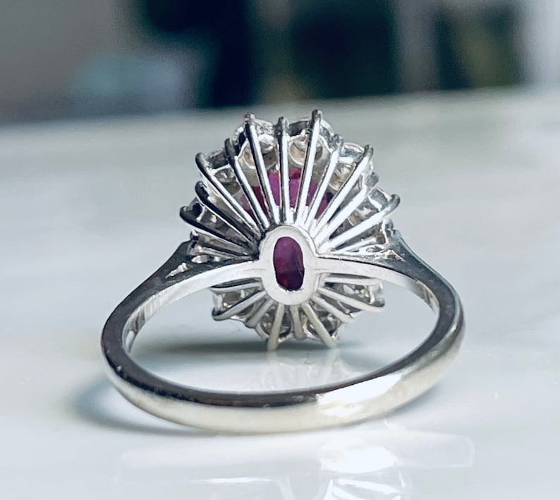 Ruby Engagement Ring 4 Carat Old European Cut Diamond 18k - Etsy