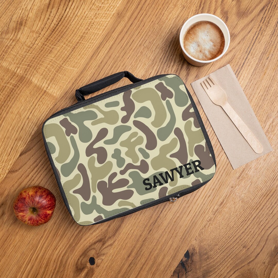 Personalized Green Camo Lunch Box - Insulated and Fully Lined - Custom ...