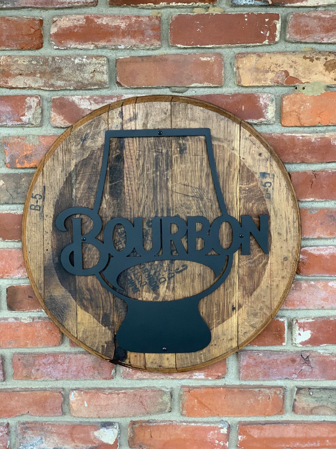 Glencairn Glass Metal Sign on Authentic Bourbon Barrel Head - Etsy