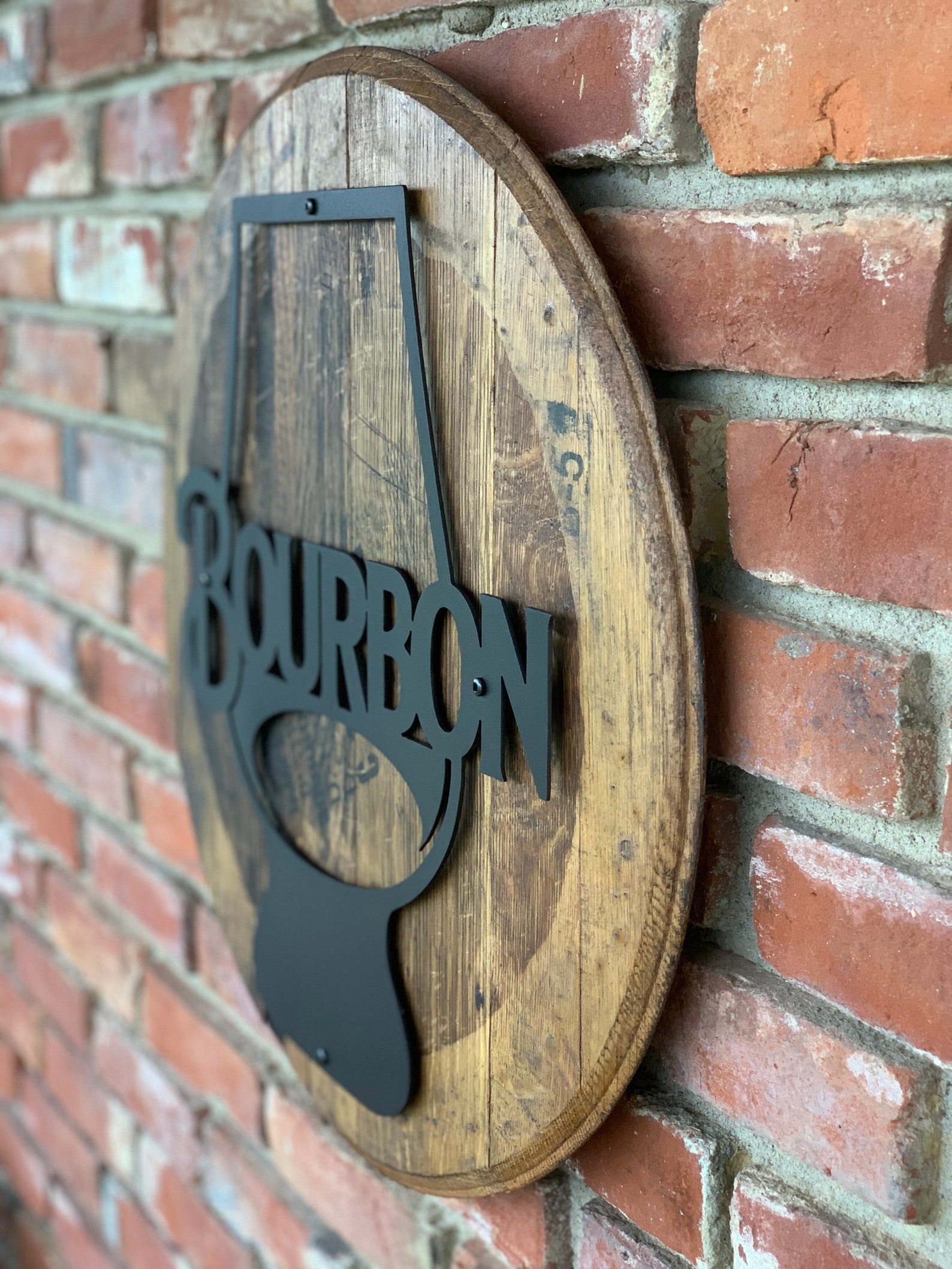 Glencairn Glass Metal Sign on Authentic Bourbon Barrel Head - Etsy