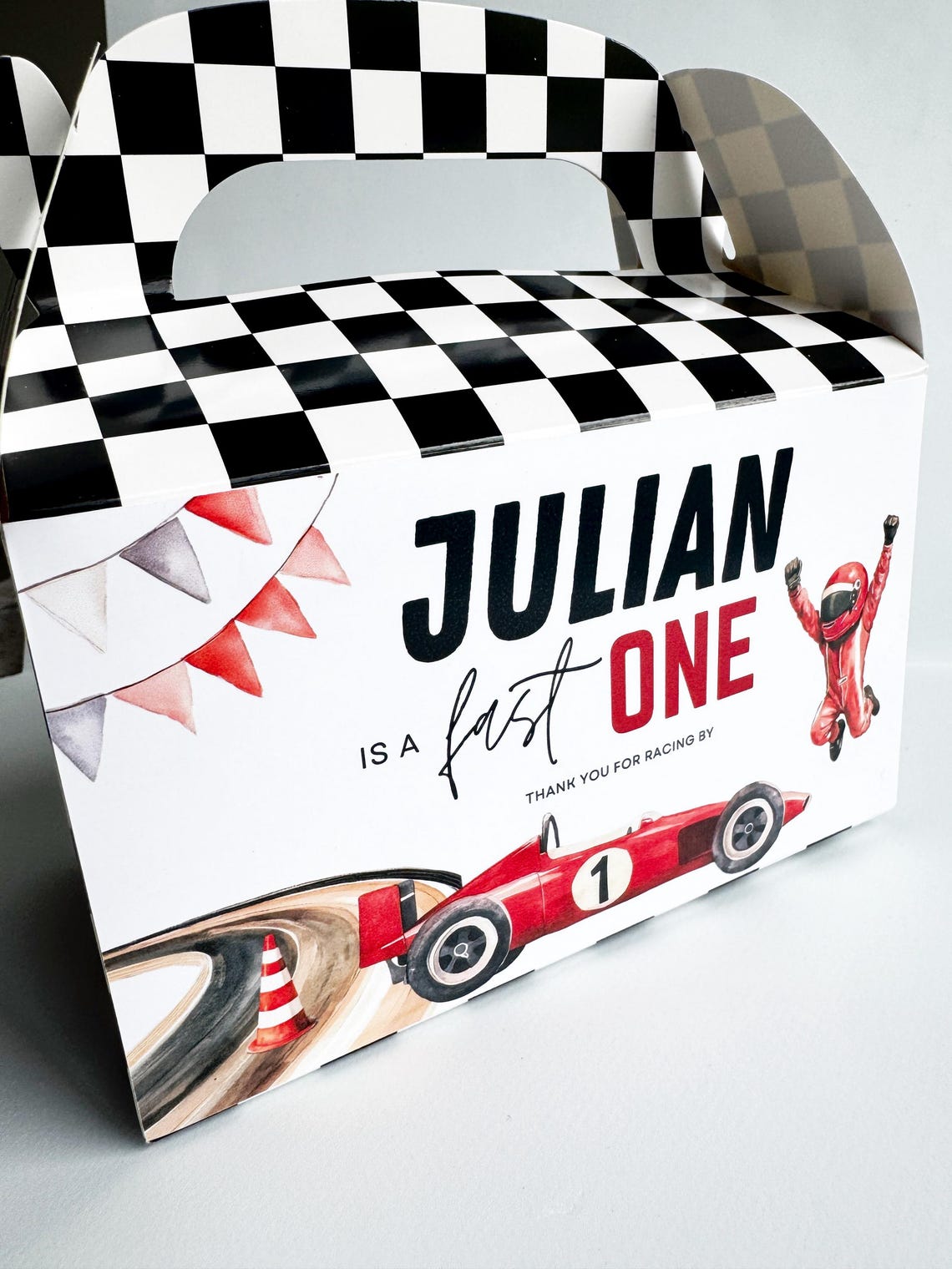 Race Car Favor Box, Fast One Birthday, Racing Party Decorations, Two ...