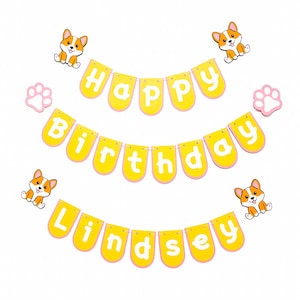 Corgi Birthday Party Banner, Corgi Theme Party, Dog Birthday Banner ...