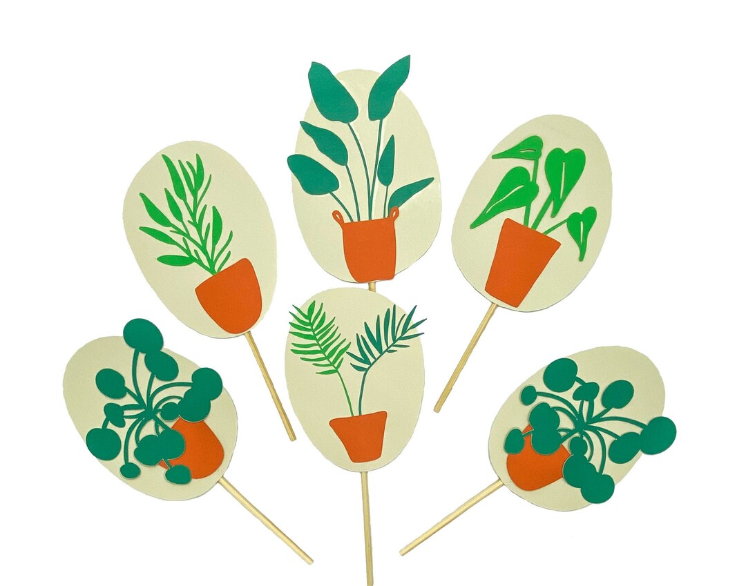 Plant Cupcake Topper, Succulent Cupcake Topper, Tropical Plant Cupcake ...