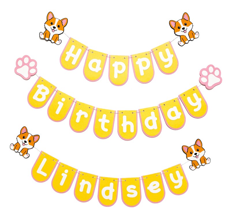 Corgi Birthday Party Banner, Corgi Theme Party, Dog Birthday Banner ...