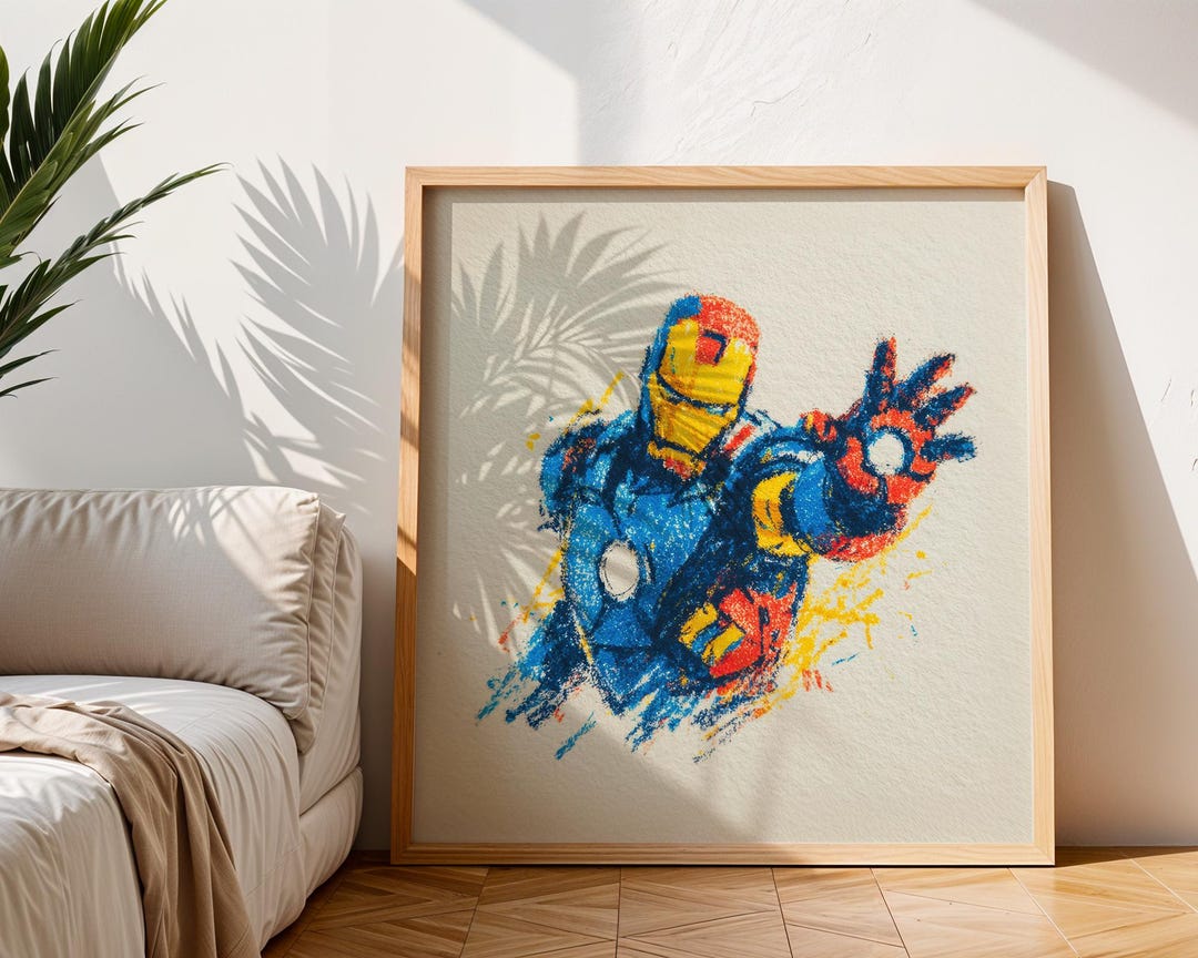Iron Man Crayon Art Print – Marvel Superhero Wall Decor | Tony Stark ...