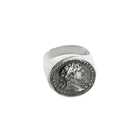 Emperor Trajan Authentic Silver Coin Ring in the Other Side N - Etsy