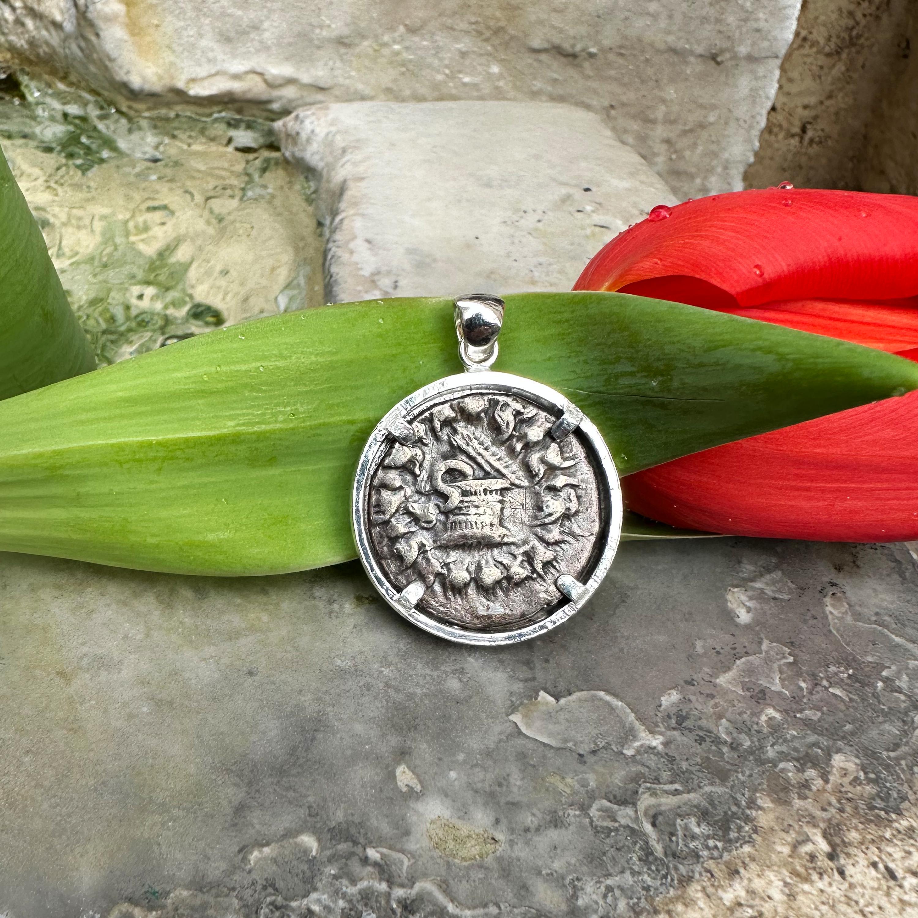 BOW Beetween TWO SNAKES Genuine Ancient Greek Coin 190-133 B.C. Pendant ...